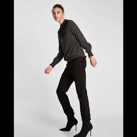 Zara | Tops | Zara Ruffled Blouse With Elastic Detail | Poshmark